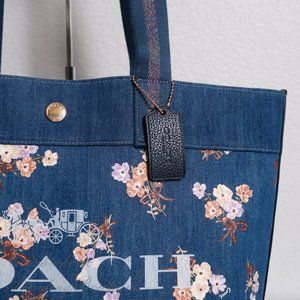 Coach | Bags | Nwt Coach 949 Denim Canvas Tote With Floral Box | Poshmark